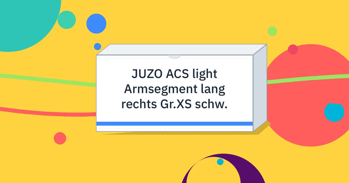 Symbolbild: Packung mit der Aufschrift JUZO ACS light Armsegment lang rechts Gr.XS schw. (PZN 13575848) – Verfügbarkeit und Bezug in Apotheken in Frankfurt am Main