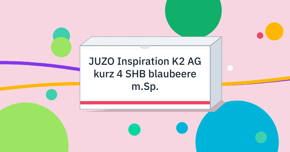Symbolbild: Packung mit der Aufschrift JUZO Inspiration K2 AG kurz 4 SHB blaubeere m.Sp. (PZN 14922186) – Verfügbarkeit und Bezug in Apotheken in Frankfurt am Main