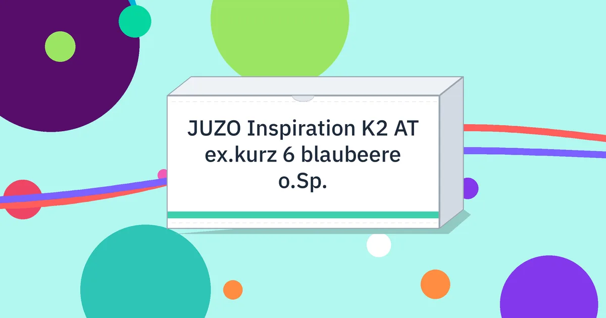 Symbolbild: Packung mit der Aufschrift JUZO Inspiration K2 AT ex.kurz 6 blaubeere o.Sp. (PZN 14953169) – Verfügbarkeit und Bezug in Apotheken in Frankfurt am Main