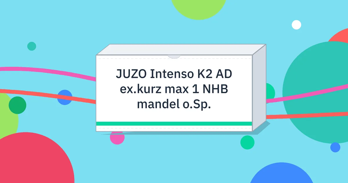 Symbolbild: Packung mit der Aufschrift JUZO Intenso K2 AD ex.kurz max 1 NHB mandel o.Sp. (PZN 18621056) – Verfügbarkeit und Bezug in Apotheken in Frankfurt am Main