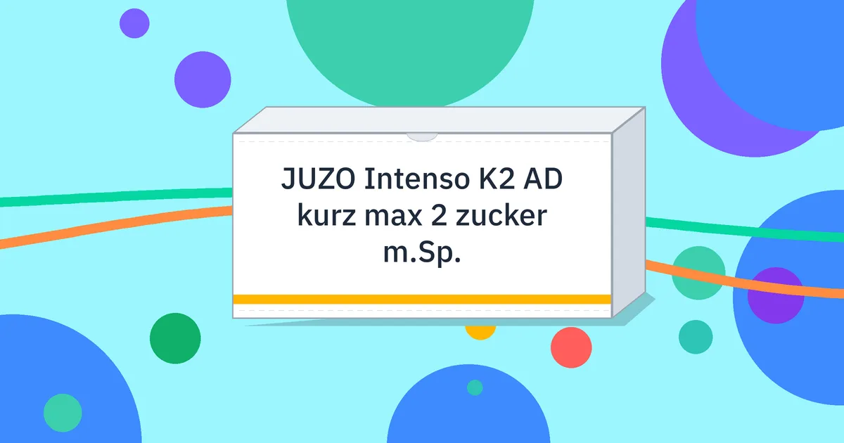 Symbolbild: Packung mit der Aufschrift JUZO Intenso K2 AD kurz max 2 zucker m.Sp. (PZN 18608400) – Verfügbarkeit und Bezug in Apotheken in Frankfurt am Main