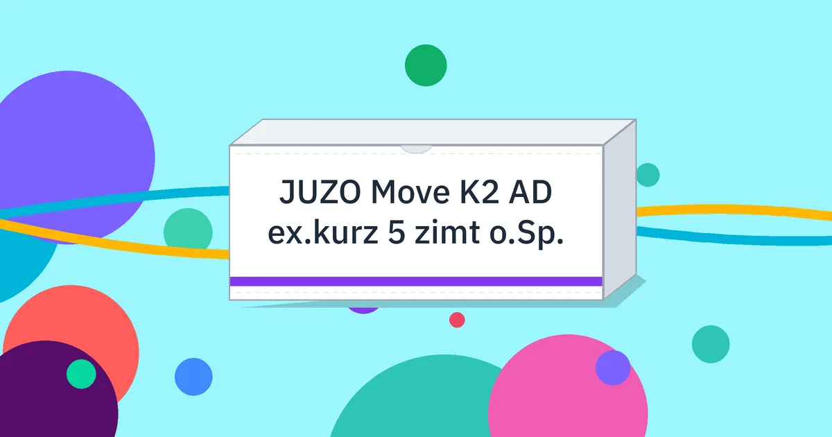 Symbolbild: Packung mit der Aufschrift JUZO Move K2 AD ex.kurz 5 zimt o.Sp. (PZN 18510500) – Verfügbarkeit und Bezug in Apotheken in Frankfurt am Main