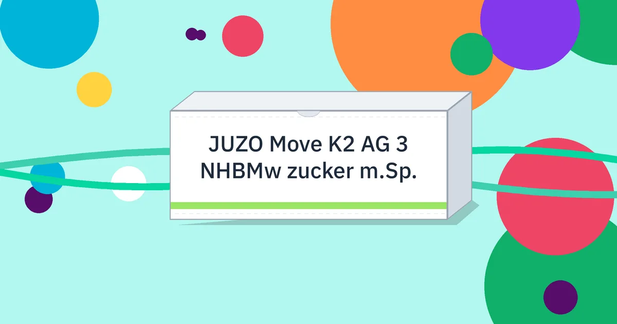 Symbolbild: Packung mit der Aufschrift JUZO Move K2 AG 3 NHBMw zucker m.Sp. (PZN 18523448) – Verfügbarkeit und Bezug in Apotheken in Frankfurt am Main