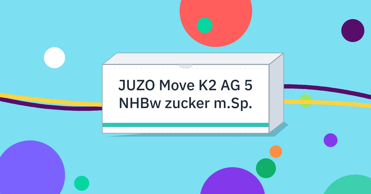 Symbolbild: Packung mit der Aufschrift JUZO Move K2 AG 5 NHBw zucker m.Sp. (PZN 18523052) – Verfügbarkeit und Bezug in Apotheken in Frankfurt am Main