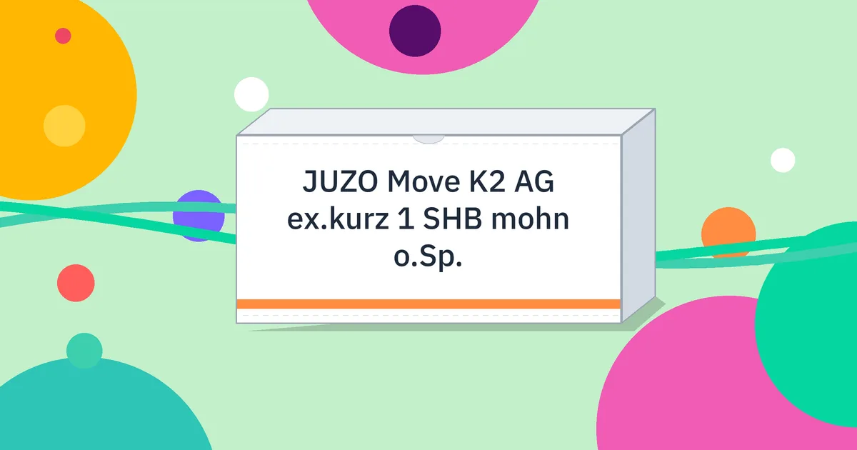 Symbolbild: Packung mit der Aufschrift JUZO Move K2 AG ex.kurz 1 SHB mohn o.Sp. (PZN 18565493) – Verfügbarkeit und Bezug in Apotheken in Frankfurt am Main