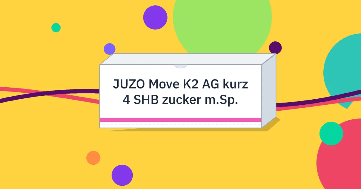 Symbolbild: Packung mit der Aufschrift JUZO Move K2 AG kurz 4 SHB zucker m.Sp. (PZN 18527854) – Verfügbarkeit und Bezug in Apotheken in Frankfurt am Main