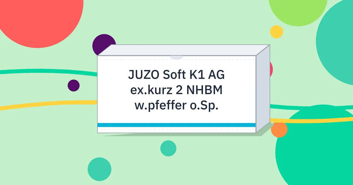 Symbolbild: Packung mit der Aufschrift JUZO Soft K1 AG ex.kurz 2 NHBM w.pfeffer o.Sp. (PZN 15000566) – Verfügbarkeit und Bezug in Apotheken in Frankfurt am Main