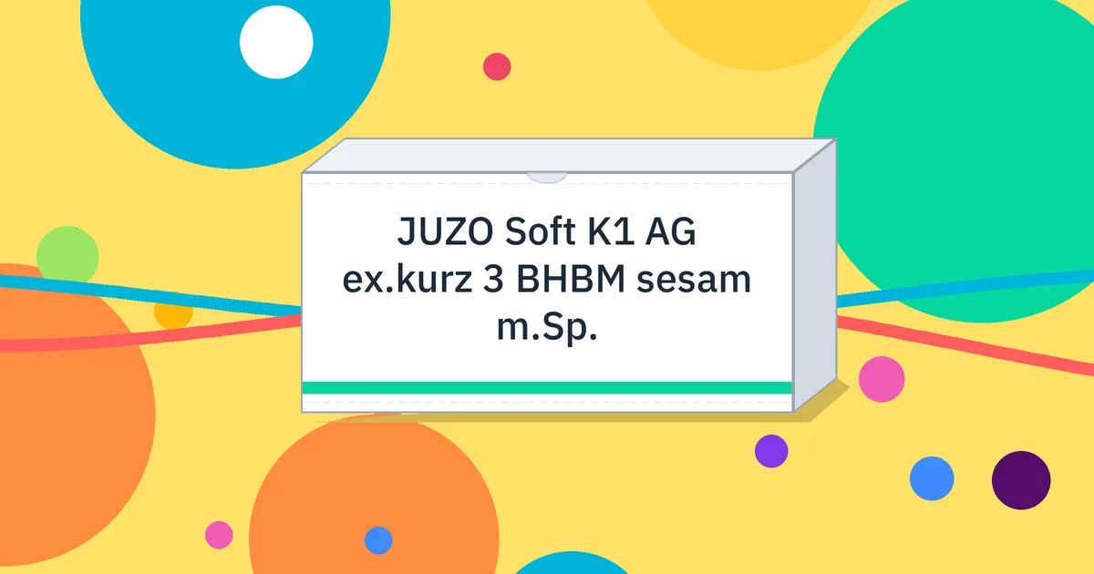 Symbolbild: Packung mit der Aufschrift JUZO Soft K1 AG ex.kurz 3 BHBM sesam m.Sp. (PZN 14856288) – Verfügbarkeit und Bezug in Apotheken in Frankfurt am Main