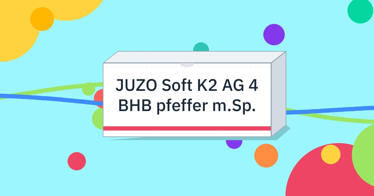 Symbolbild: Packung mit der Aufschrift JUZO Soft K2 AG 4 BHB pfeffer m.Sp. (PZN 14824650) – Verfügbarkeit und Bezug in Apotheken in Frankfurt am Main