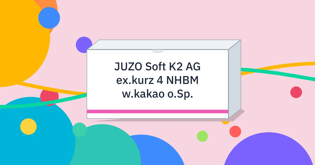 Symbolbild: Packung mit der Aufschrift JUZO Soft K2 AG ex.kurz 4 NHBM w.kakao o.Sp. (PZN 15022208) – Verfügbarkeit und Bezug in Apotheken in Frankfurt am Main