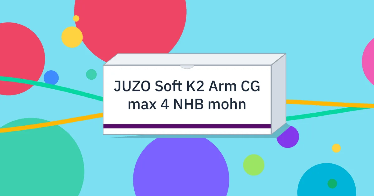 Symbolbild: Packung mit der Aufschrift JUZO Soft K2 Arm CG max 4 NHB mohn (PZN 15512881) – Verfügbarkeit und Bezug in Apotheken in Frankfurt am Main