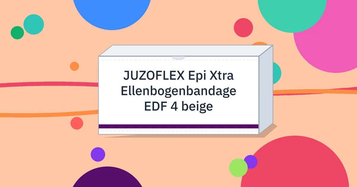 Symbolbild: Packung mit der Aufschrift JUZOFLEX Epi Xtra Ellenbogenbandage EDF 4 beige (PZN 16635686) – Verfügbarkeit und Bezug in Apotheken in Frankfurt am Main