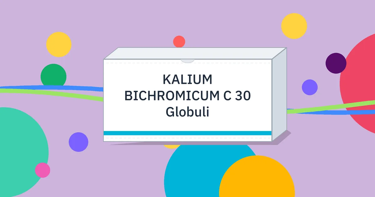 Symbolbild: Packung mit der Aufschrift KALIUM BICHROMICUM C 30 Globuli (PZN 13361863) – Verfügbarkeit und Bezug in Apotheken in Frankfurt am Main