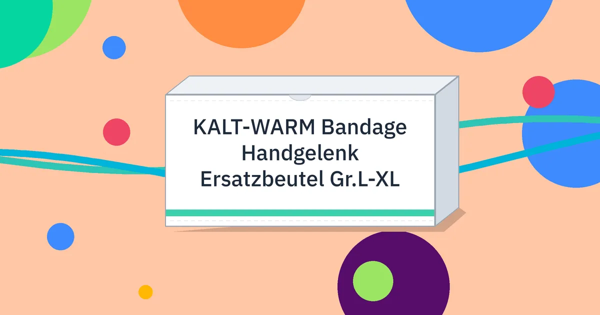 Symbolbild: Packung mit der Aufschrift KALT-WARM Bandage Handgelenk Ersatzbeutel Gr.L-XL (PZN 06799062) – Verfügbarkeit und Bezug in Apotheken in Frankfurt am Main
