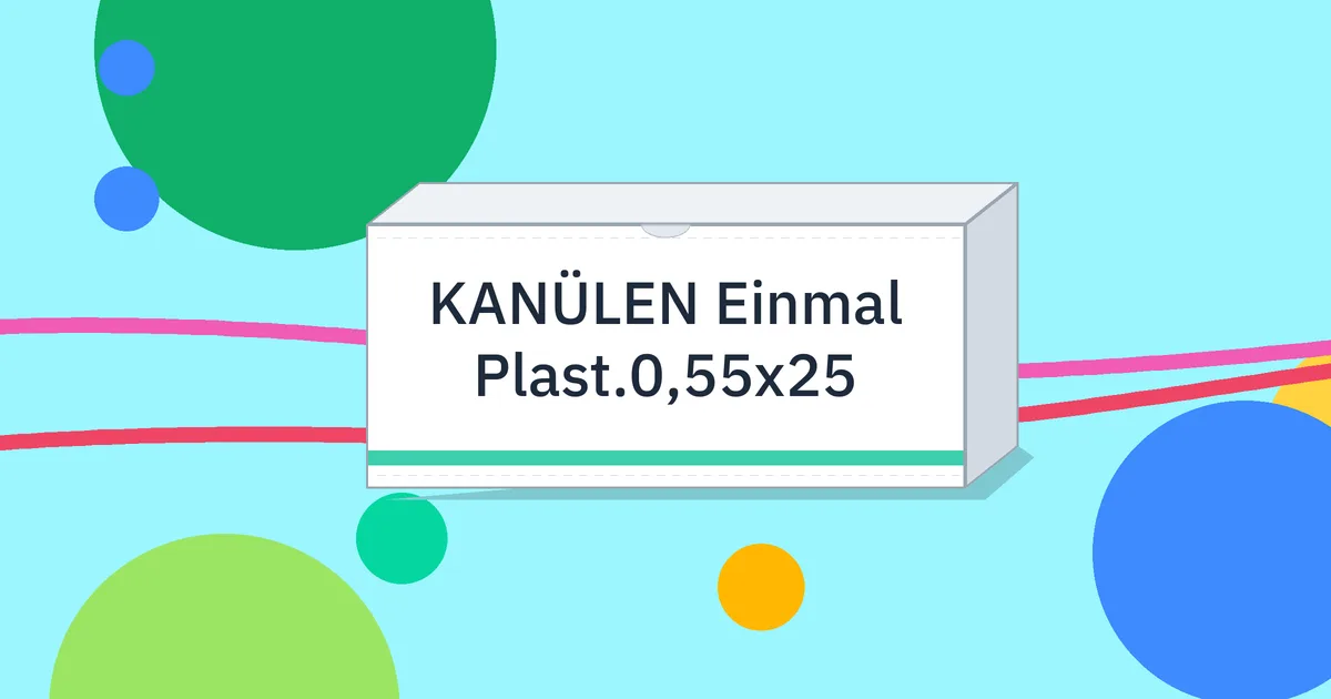 Symbolbild: Packung mit der Aufschrift KANÜLEN Einmal Plast.0,55x25 (PZN 01964585) – Verfügbarkeit und Bezug in Apotheken in Frankfurt am Main