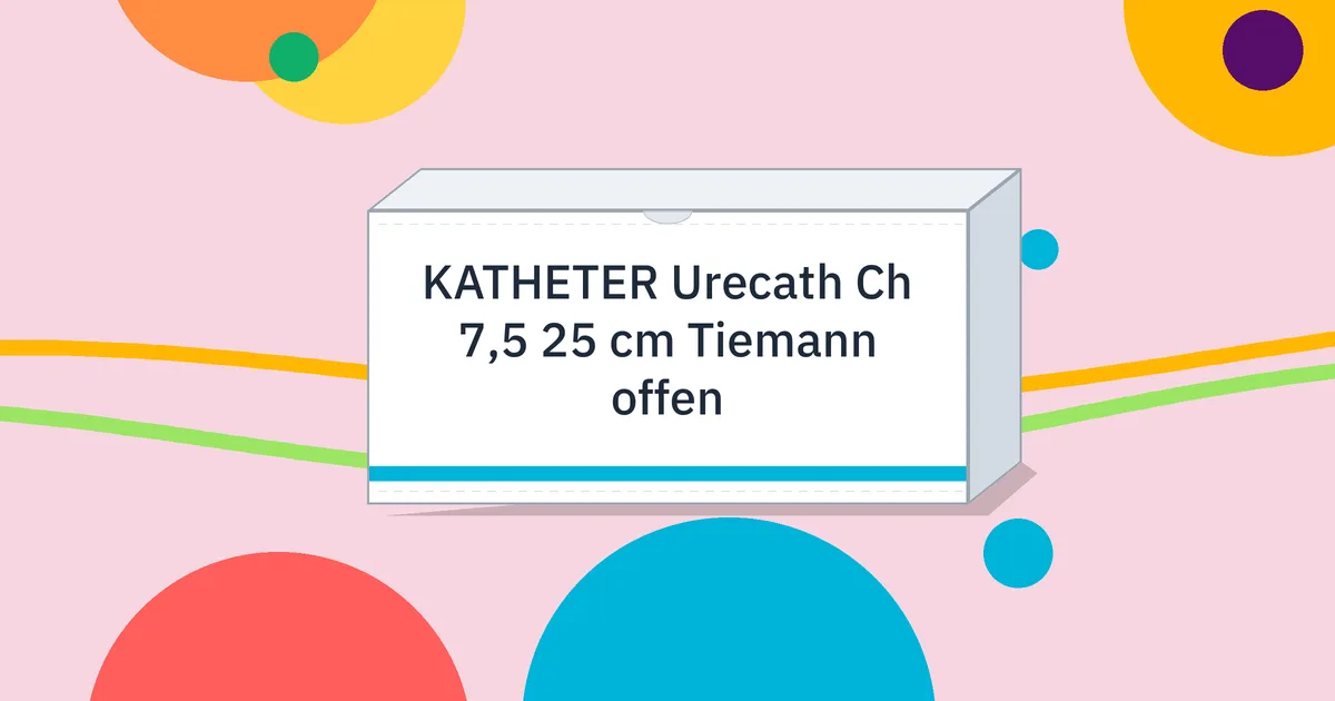 Symbolbild: Packung mit der Aufschrift KATHETER Urecath Ch 7,5 25 cm Tiemann offen (PZN 03384969) – Verfügbarkeit und Bezug in Apotheken in Frankfurt am Main