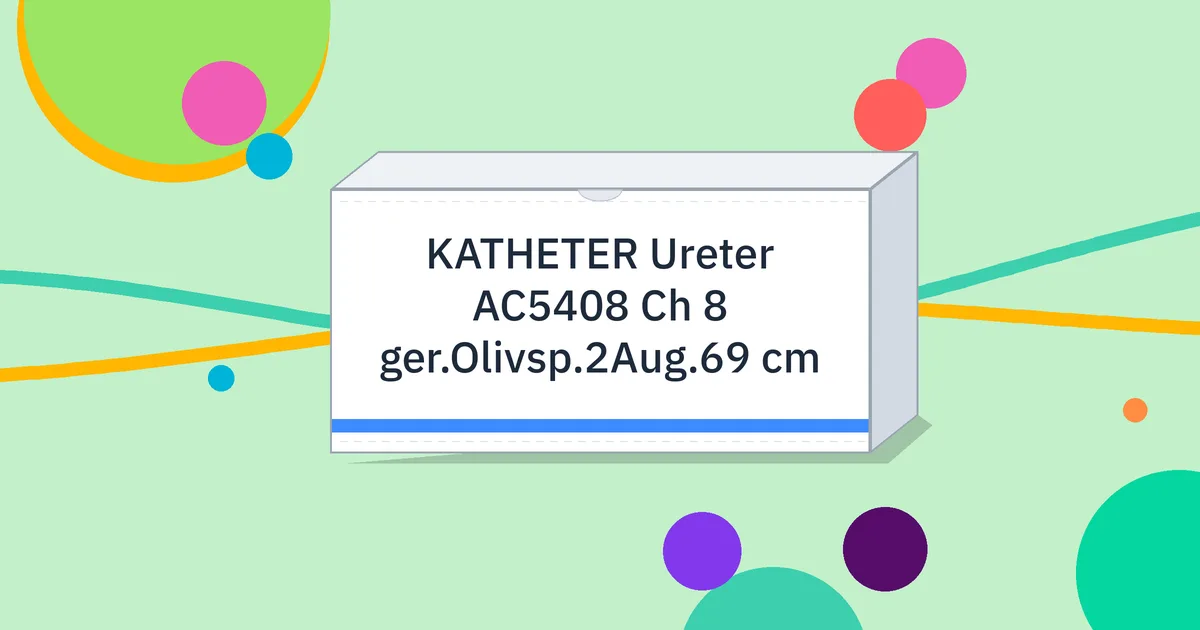 Symbolbild: Packung mit der Aufschrift KATHETER Ureter AC5408 Ch 8 ger.Olivsp.2Aug.69 cm (PZN 00488160) – Verfügbarkeit und Bezug in Apotheken in Frankfurt am Main