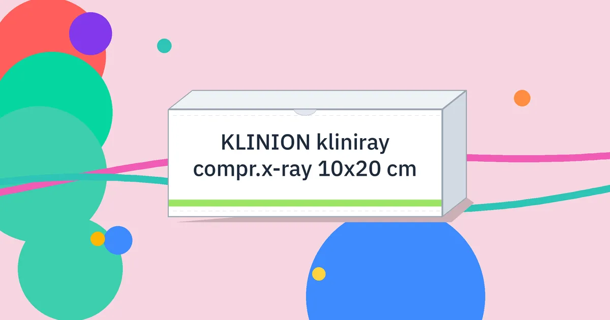 Symbolbild: Packung mit der Aufschrift KLINION kliniray compr.x-ray 10x20 cm (PZN 19808733) – Verfügbarkeit und Bezug in Apotheken in Frankfurt am Main