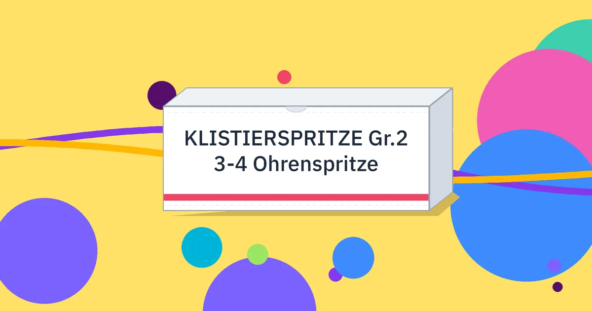 Symbolbild: Packung mit der Aufschrift KLISTIERSPRITZE Gr.2 3-4 Ohrenspritze (PZN 01733153) – Verfügbarkeit und Bezug in Apotheken in Frankfurt am Main