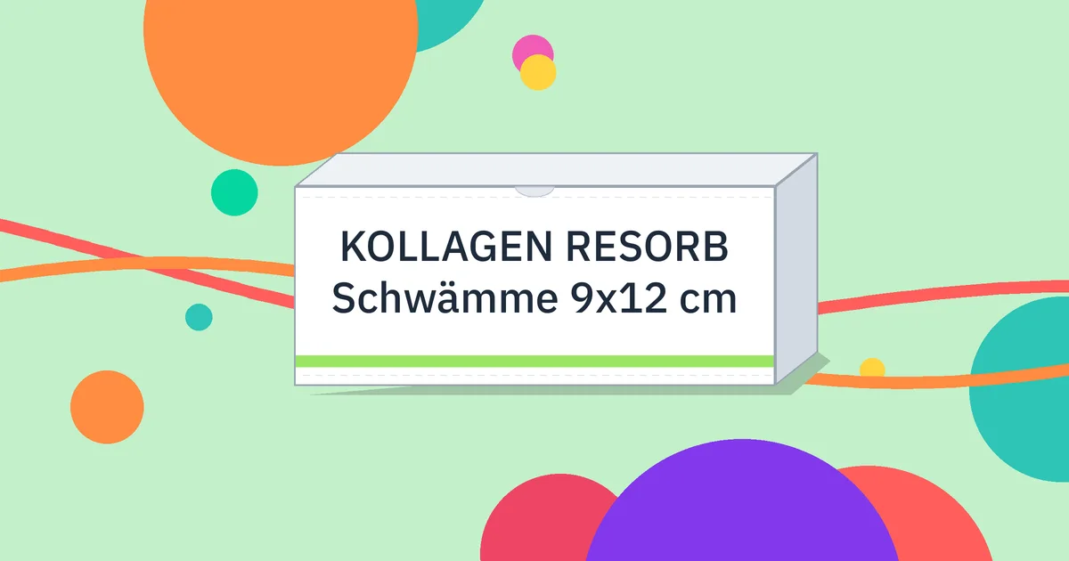 Symbolbild: Packung mit der Aufschrift KOLLAGEN RESORB Schwämme 9x12 cm (PZN 00878429) – Verfügbarkeit und Bezug in Apotheken in Frankfurt am Main