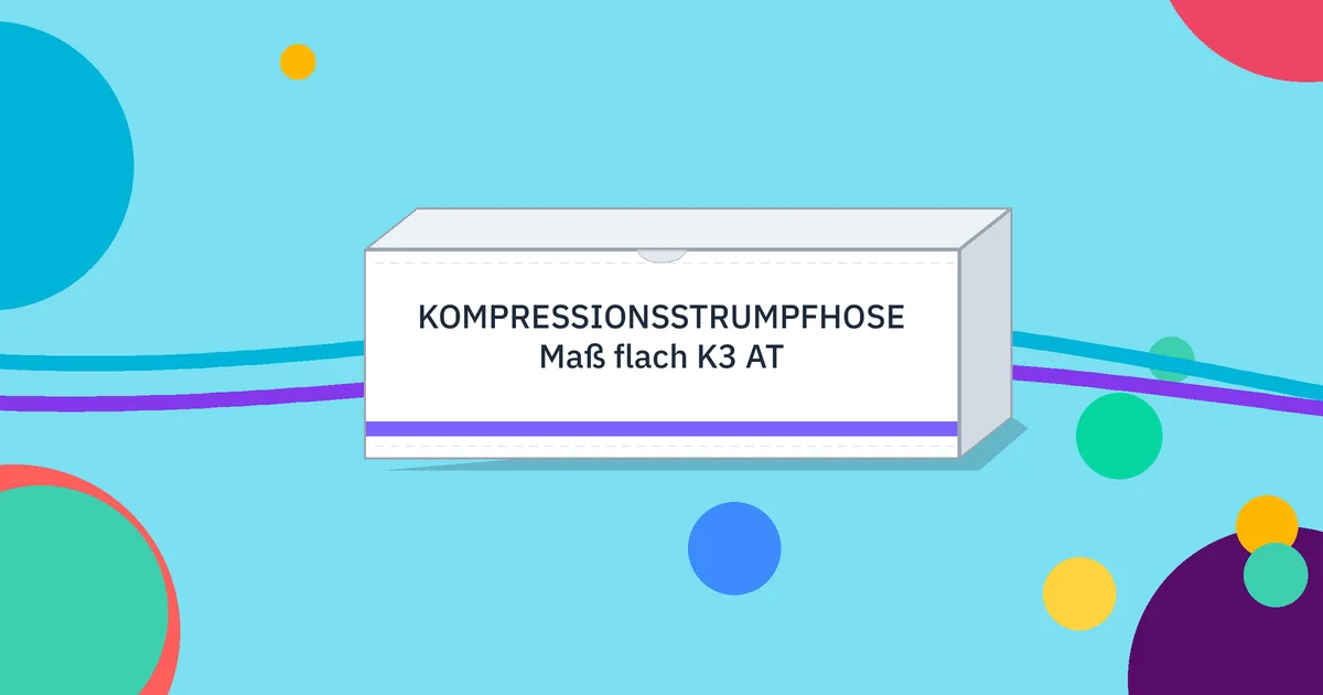Symbolbild: Packung mit der Aufschrift KOMPRESSIONSSTRUMPFHOSE Maß flach K3 AT (PZN 16745624) – Verfügbarkeit und Bezug in Apotheken in Frankfurt am Main