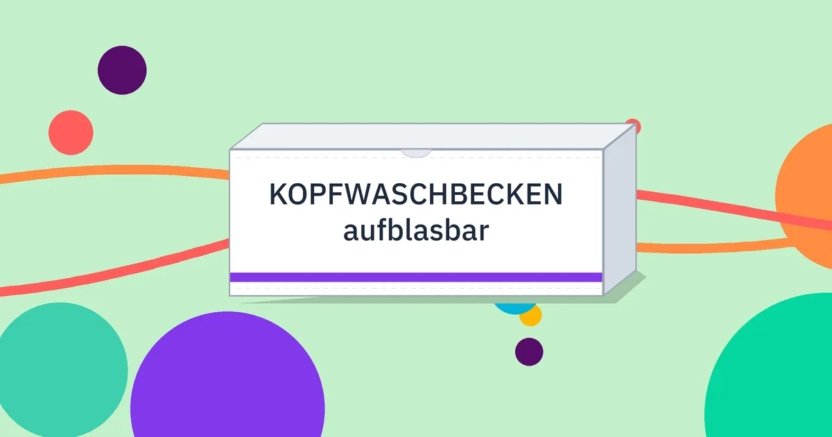 Symbolbild: Packung mit der Aufschrift KOPFWASCHBECKEN aufblasbar (PZN 09103670) – Verfügbarkeit und Bezug in Apotheken in Frankfurt am Main