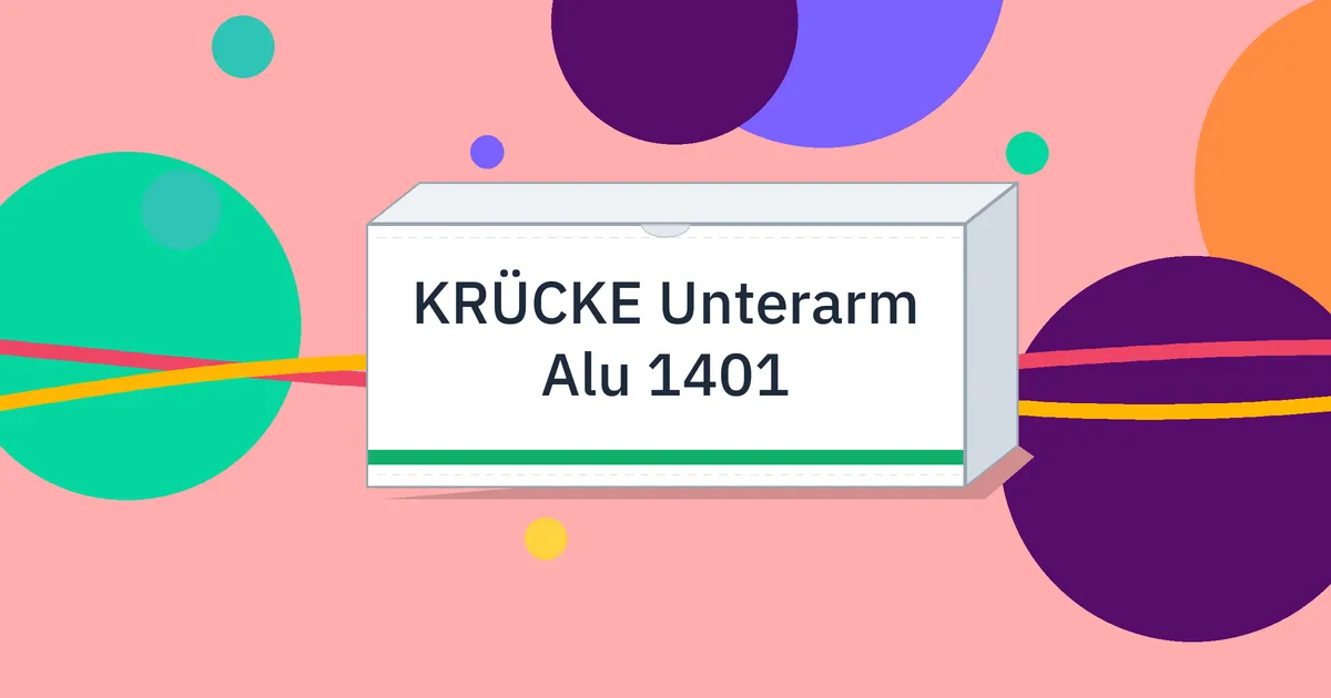 Symbolbild: Packung mit der Aufschrift KRÜCKE Unterarm Alu 1401 (PZN 04849040) – Verfügbarkeit und Bezug in Apotheken in Frankfurt am Main