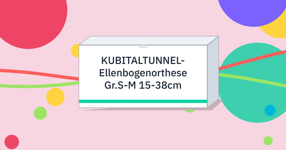 Symbolbild: Packung mit der Aufschrift KUBITALTUNNEL-Ellenbogenorthese Gr.S-M 15-38cm (PZN 14049085) – Verfügbarkeit und Bezug in Apotheken in Frankfurt am Main
