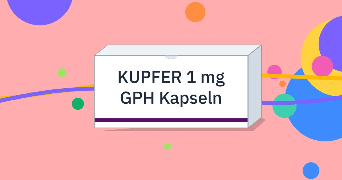 Symbolbild: Packung mit der Aufschrift KUPFER 1 mg GPH Kapseln (PZN 01569185) – Verfügbarkeit und Bezug in Apotheken in Frankfurt am Main
