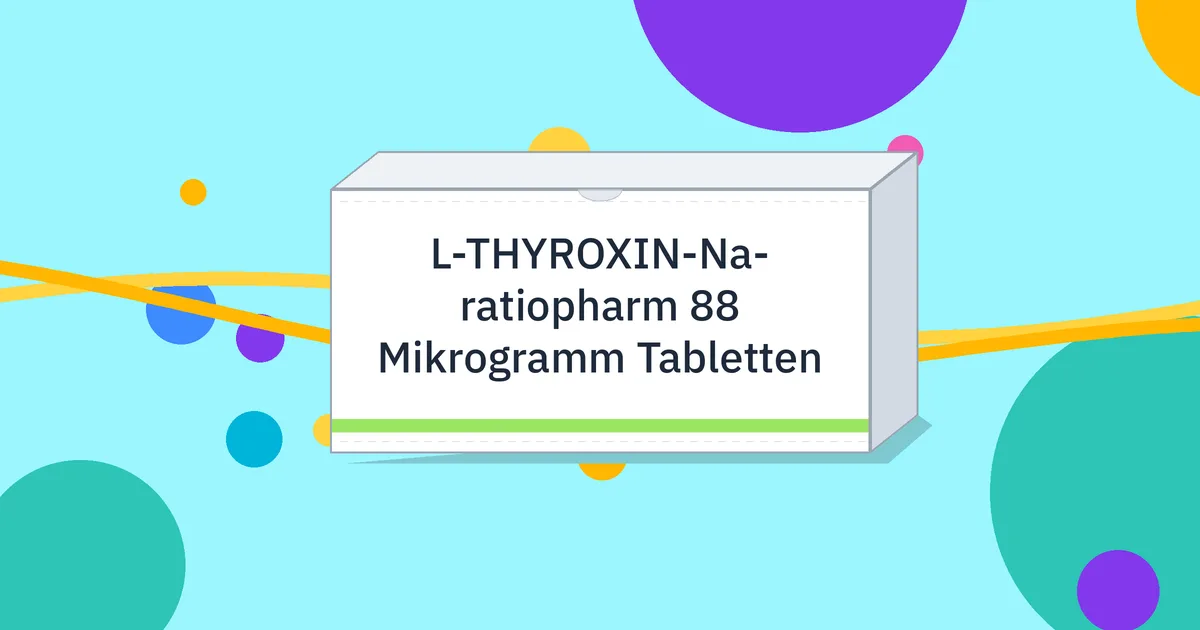 Symbolbild: Packung mit der Aufschrift L-THYROXIN-Na-ratiopharm 88 Mikrogramm Tabletten (PZN 10089863) – Verfügbarkeit und Bezug in Apotheken in Frankfurt am Main