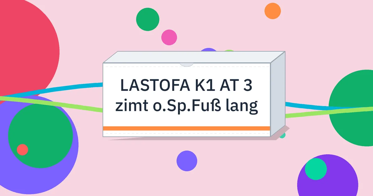 Symbolbild: Packung mit der Aufschrift LASTOFA K1 AT 3 zimt o.Sp.Fuß lang (PZN 14150861) – Verfügbarkeit und Bezug in Apotheken in Frankfurt am Main