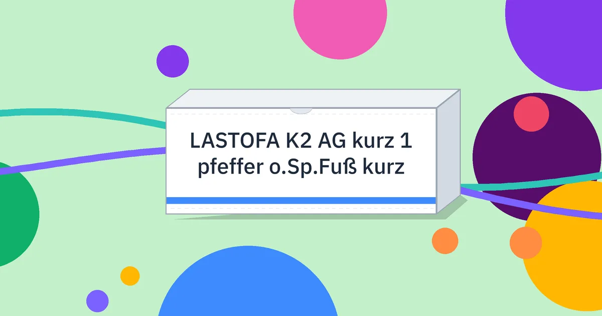 Symbolbild: Packung mit der Aufschrift LASTOFA K2 AG kurz 1 pfeffer o.Sp.Fuß kurz (PZN 13802623) – Verfügbarkeit und Bezug in Apotheken in Frankfurt am Main