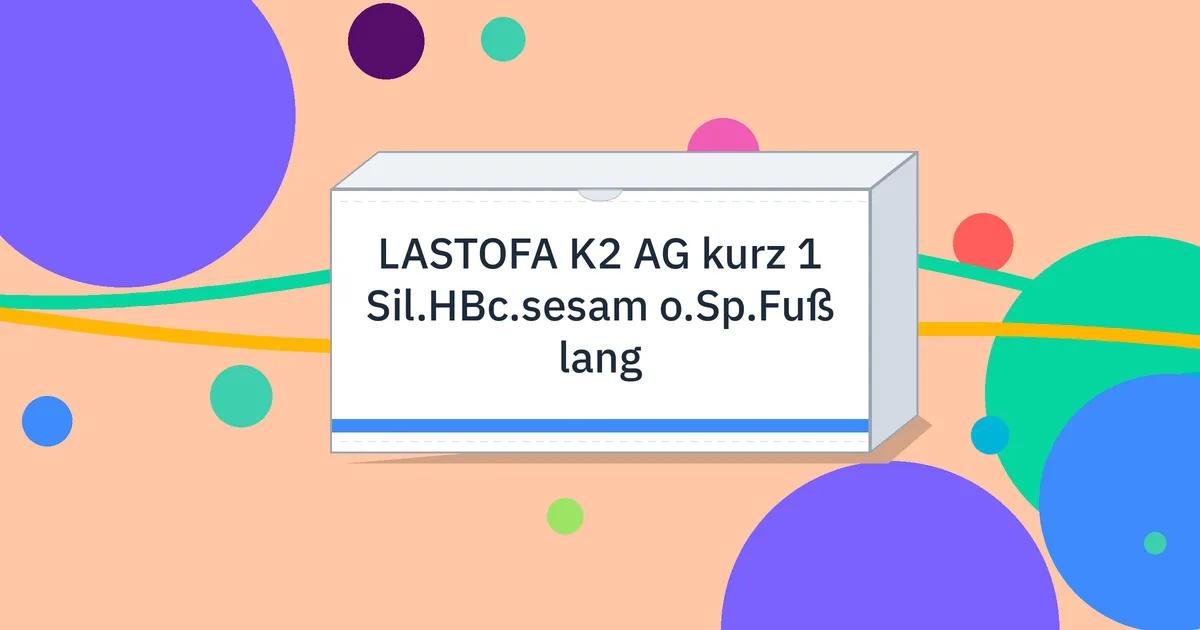 Symbolbild: Packung mit der Aufschrift LASTOFA K2 AG kurz 1 Sil.HBc.sesam o.Sp.Fuß lang (PZN 14149326) – Verfügbarkeit und Bezug in Apotheken in Frankfurt am Main