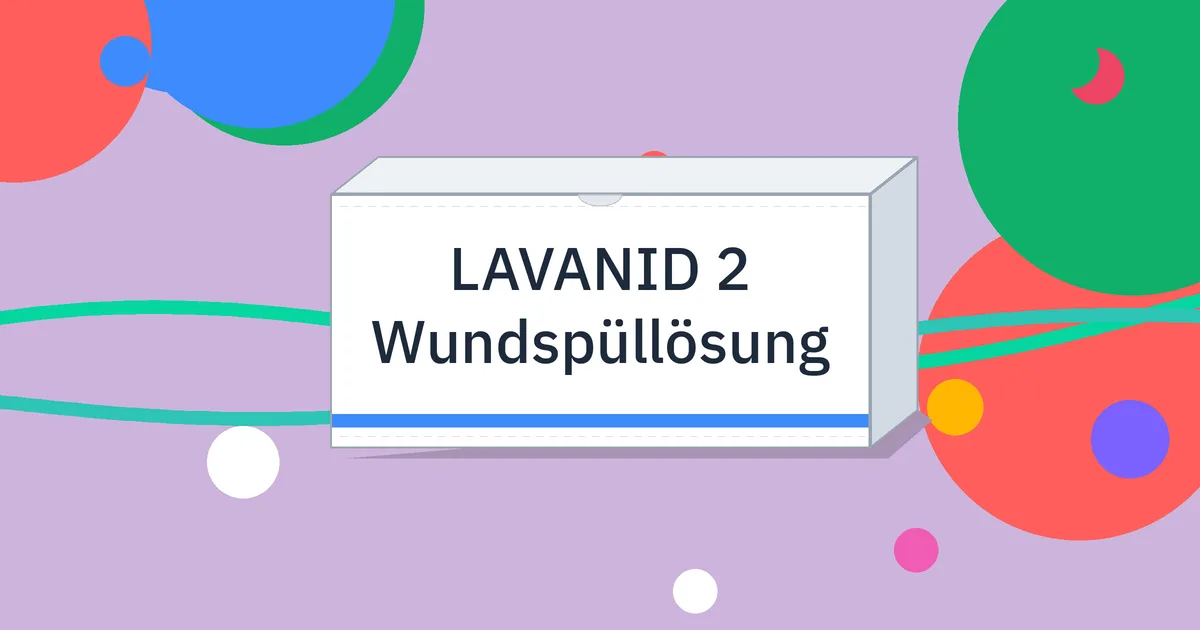 Symbolbild: Packung mit der Aufschrift LAVANID 2 Wundspüllösung (PZN 18669703) – Verfügbarkeit und Bezug in Apotheken in Frankfurt am Main