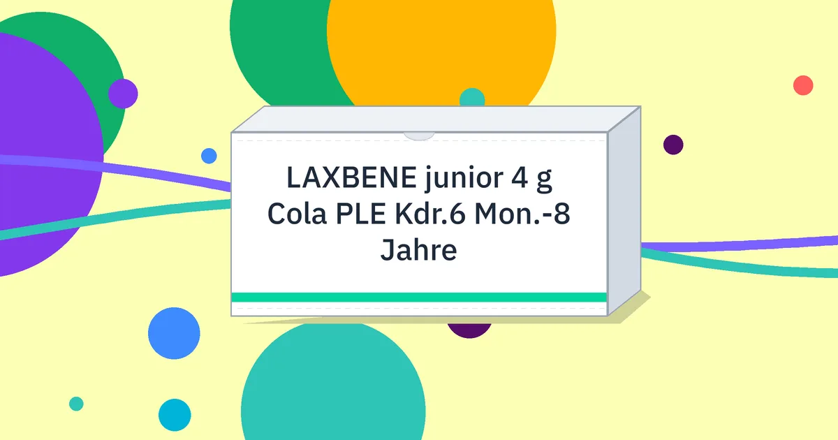 Symbolbild: Packung mit der Aufschrift LAXBENE junior 4 g Cola PLE Kdr.6 Mon.-8 Jahre (PZN 18037245) – Verfügbarkeit und Bezug in Apotheken in Frankfurt am Main