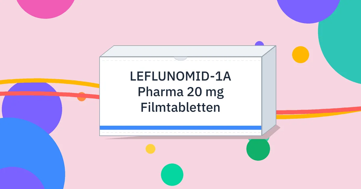 Symbolbild: Packung mit der Aufschrift LEFLUNOMID-1A Pharma 20 mg Filmtabletten (PZN 08457070) – Verfügbarkeit und Bezug in Apotheken in Frankfurt am Main