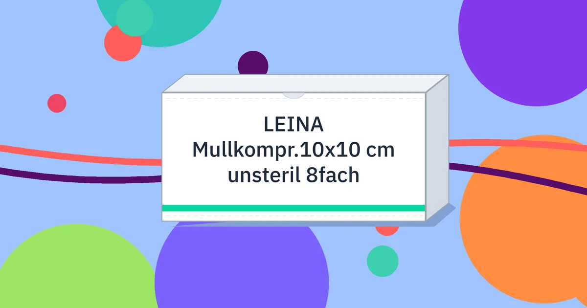 Symbolbild: Packung mit der Aufschrift LEINA Mullkompr.10x10 cm unsteril 8fach (PZN 08716465) – Verfügbarkeit und Bezug in Apotheken in Frankfurt am Main