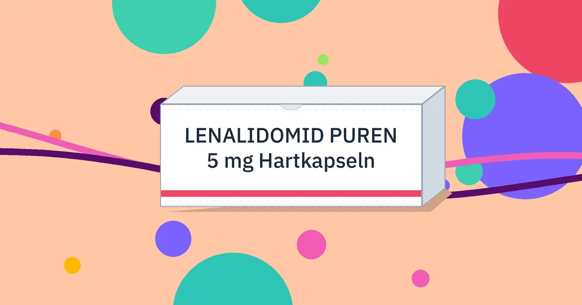 Symbolbild: Packung mit der Aufschrift LENALIDOMID PUREN 5 mg Hartkapseln (PZN 16943235) – Verfügbarkeit und Bezug in Apotheken in Frankfurt am Main