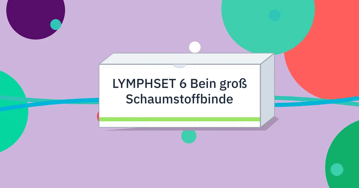 Symbolbild: Packung mit der Aufschrift LYMPHSET 6 Bein groß Schaumstoffbinde (PZN 01059490) – Verfügbarkeit und Bezug in Apotheken in Frankfurt am Main