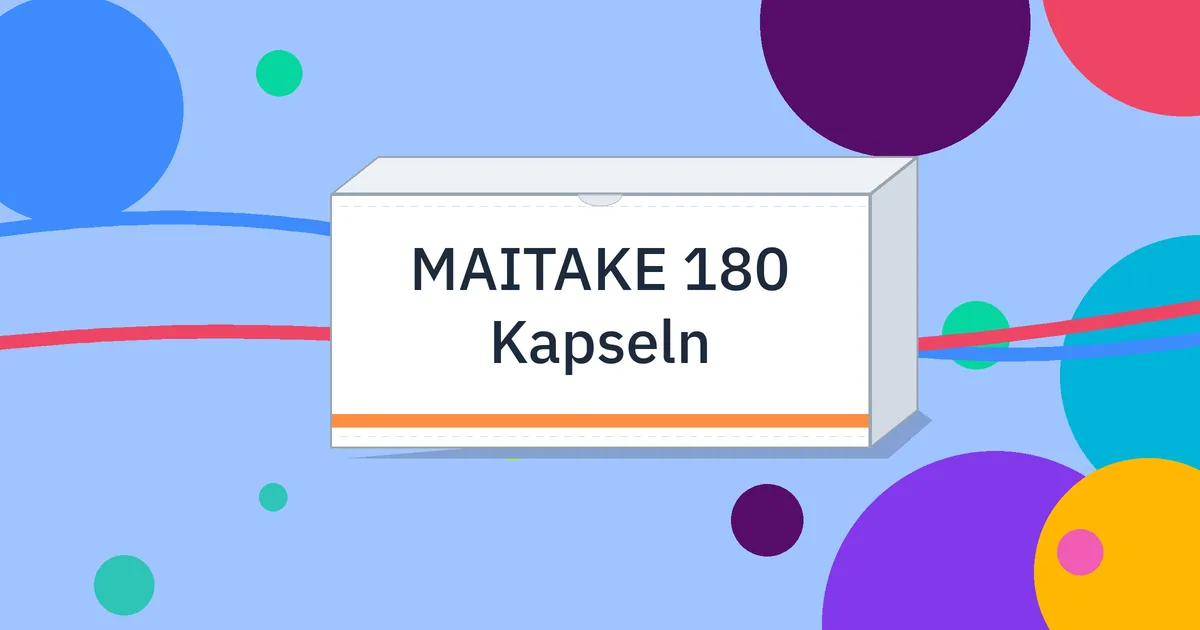 Symbolbild: Packung mit der Aufschrift MAITAKE 180 Kapseln (PZN 15306242) – Verfügbarkeit und Bezug in Apotheken in Frankfurt am Main