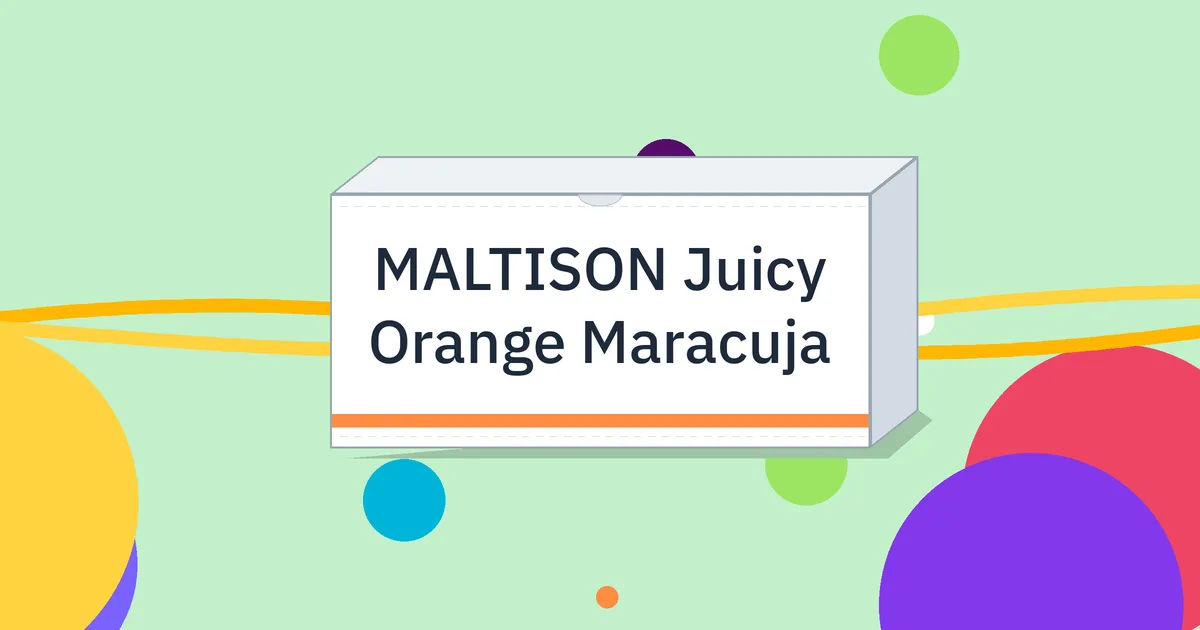Symbolbild: Packung mit der Aufschrift MALTISON Juicy Orange Maracuja (PZN 19339876) – Verfügbarkeit und Bezug in Apotheken in Frankfurt am Main