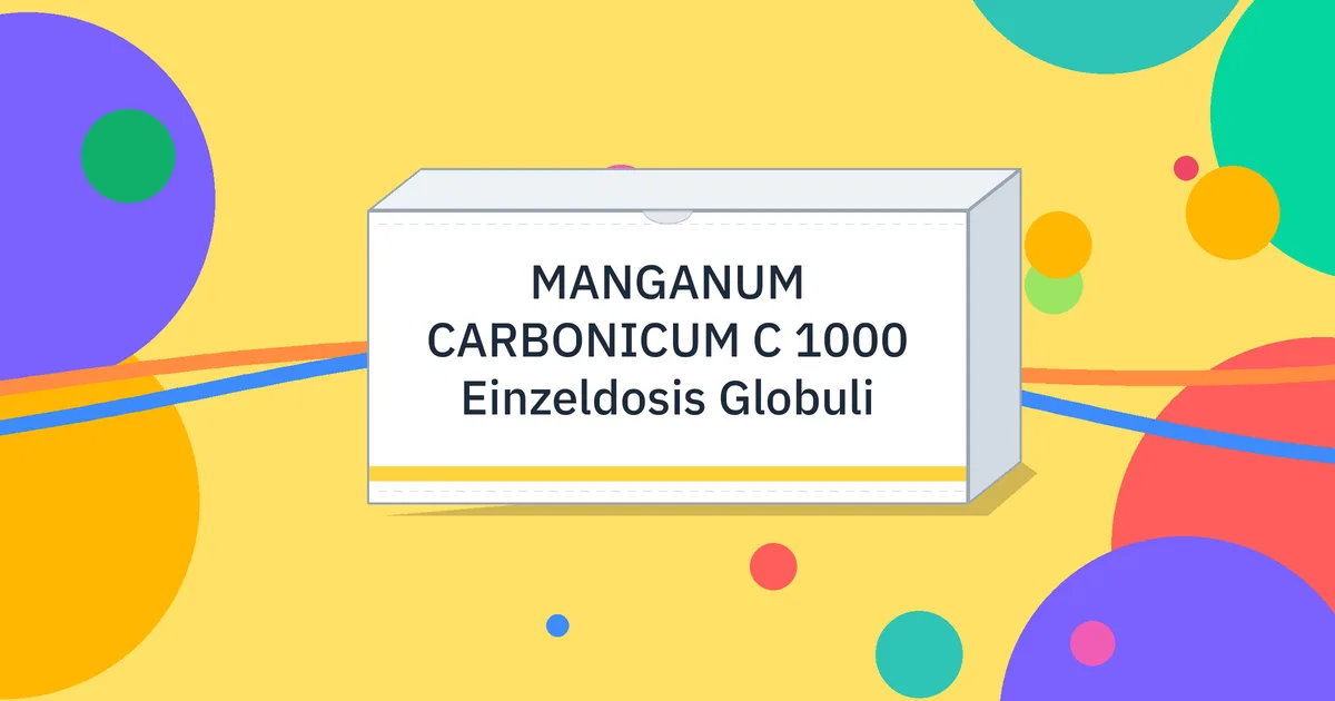 Symbolbild: Packung mit der Aufschrift MANGANUM CARBONICUM C 1000 Einzeldosis Globuli (PZN 02694969) – Verfügbarkeit und Bezug in Apotheken in Frankfurt am Main