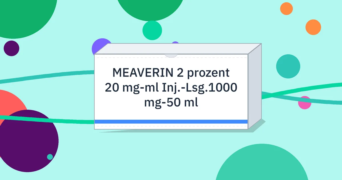 Symbolbild: Packung mit der Aufschrift MEAVERIN 2 prozent 20 mg-ml Inj.-Lsg.1000 mg-50 ml (PZN 11113517) – Verfügbarkeit und Bezug in Apotheken in Frankfurt am Main