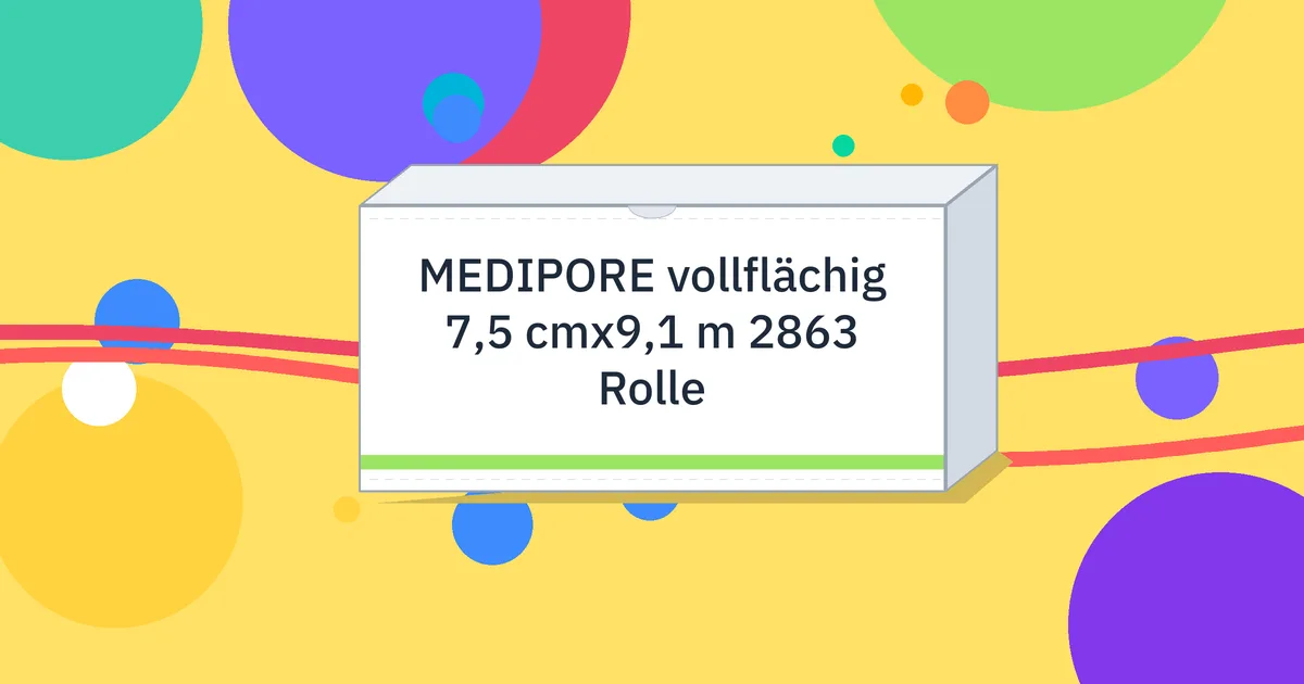 Symbolbild: Packung mit der Aufschrift MEDIPORE vollflächig 7,5 cmx9,1 m 2863 Rolle (PZN 20129724) – Verfügbarkeit und Bezug in Apotheken in Frankfurt am Main