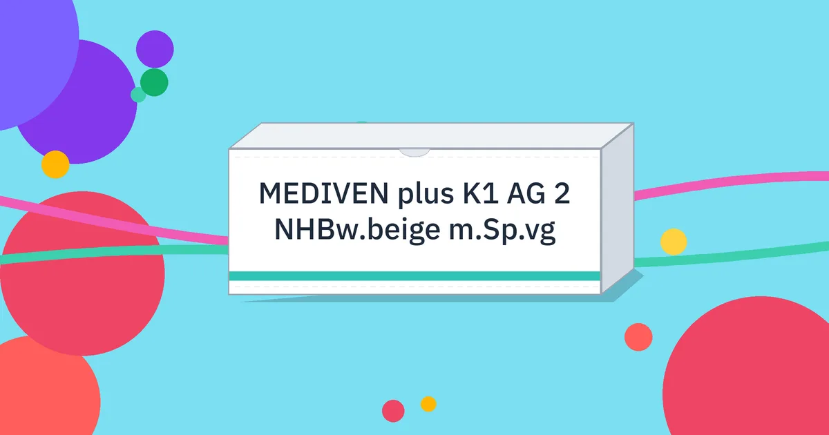 Symbolbild: Packung mit der Aufschrift MEDIVEN plus K1 AG 2 NHBw.beige m.Sp.vg (PZN 15924069) – Verfügbarkeit und Bezug in Apotheken in Frankfurt am Main