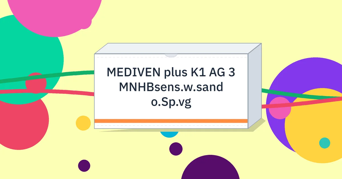 Symbolbild: Packung mit der Aufschrift MEDIVEN plus K1 AG 3 MNHBsens.w.sand o.Sp.vg (PZN 18941370) – Verfügbarkeit und Bezug in Apotheken in Frankfurt am Main