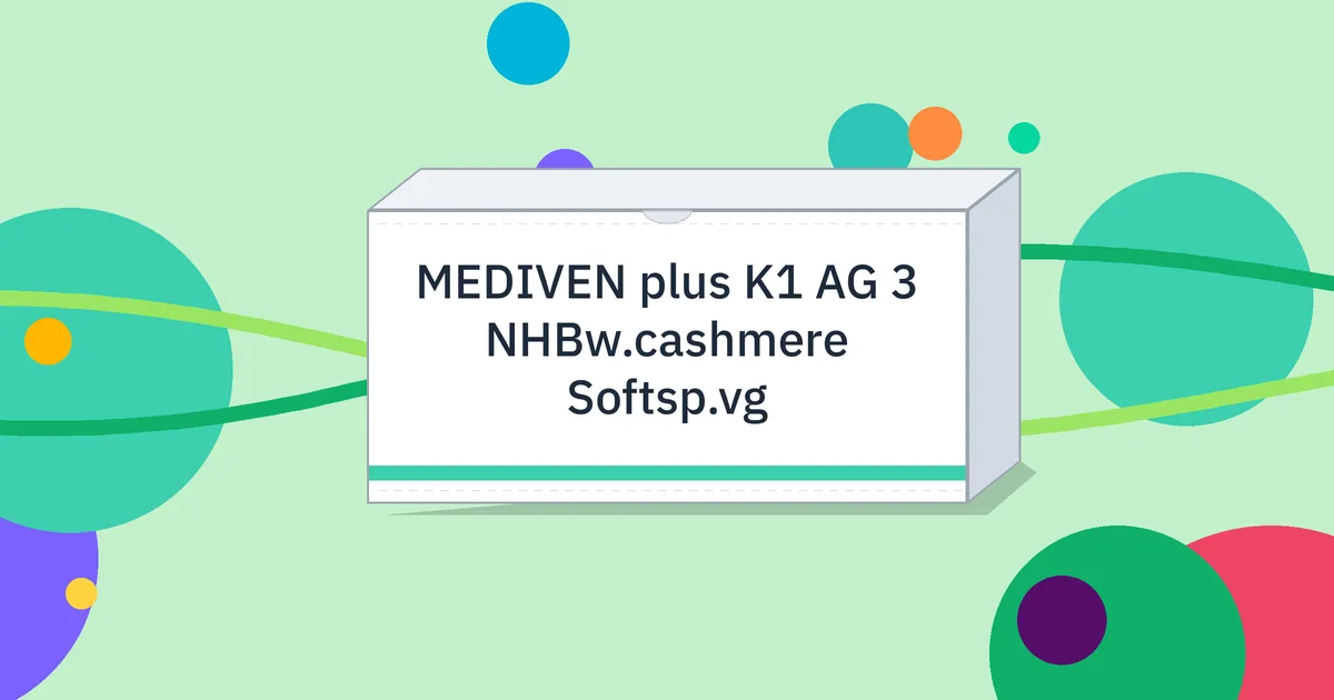 Symbolbild: Packung mit der Aufschrift MEDIVEN plus K1 AG 3 NHBw.cashmere Softsp.vg (PZN 15923242) – Verfügbarkeit und Bezug in Apotheken in Frankfurt am Main