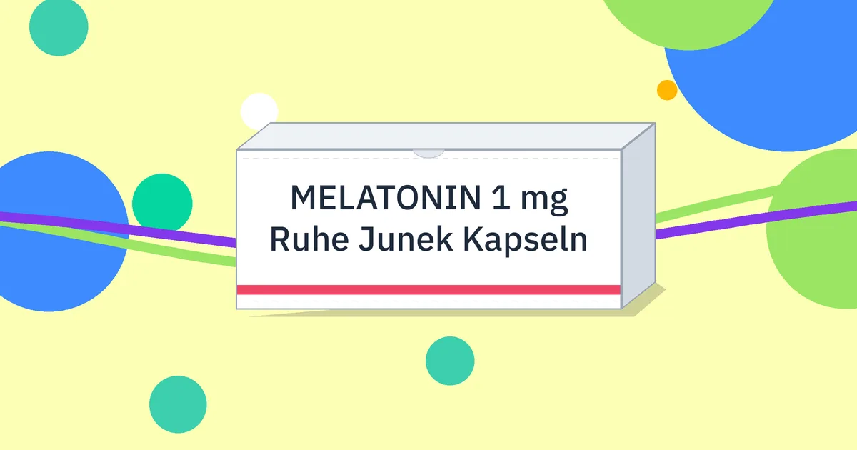 Symbolbild: Packung mit der Aufschrift MELATONIN 1 mg Ruhe Junek Kapseln (PZN 17900104) – Verfügbarkeit und Bezug in Apotheken in Frankfurt am Main