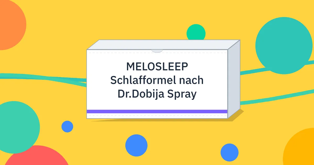 Symbolbild: Packung mit der Aufschrift MELOSLEEP Schlafformel nach Dr.Dobija Spray (PZN 19510790) – Verfügbarkeit und Bezug in Apotheken in Frankfurt am Main