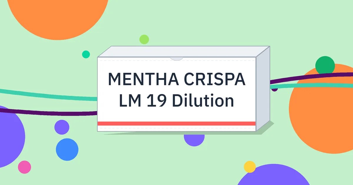 Symbolbild: Packung mit der Aufschrift MENTHA CRISPA LM 19 Dilution (PZN 13603852) – Verfügbarkeit und Bezug in Apotheken in Frankfurt am Main